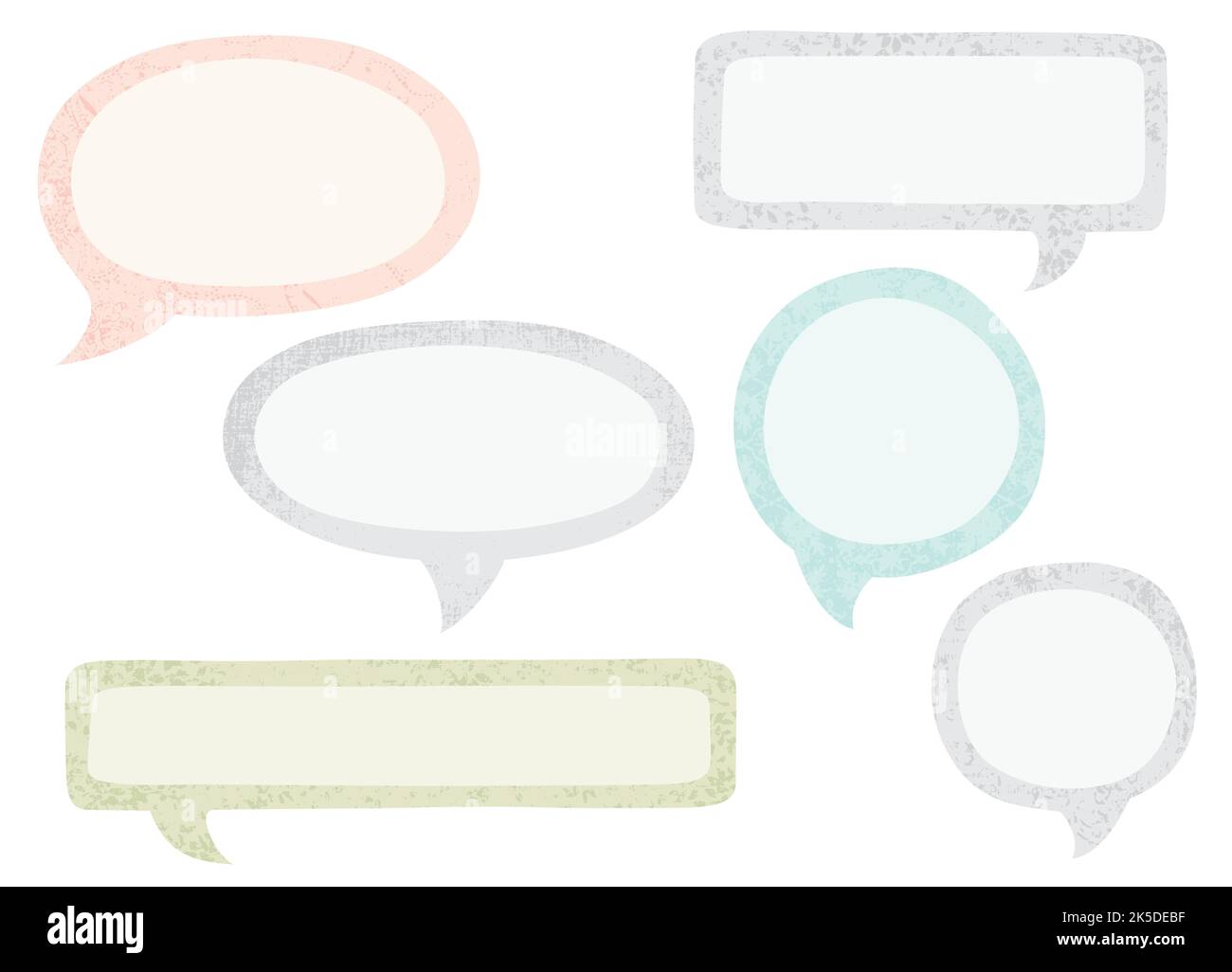 A set of different speech bubbles in a cut paper style with textures ...
