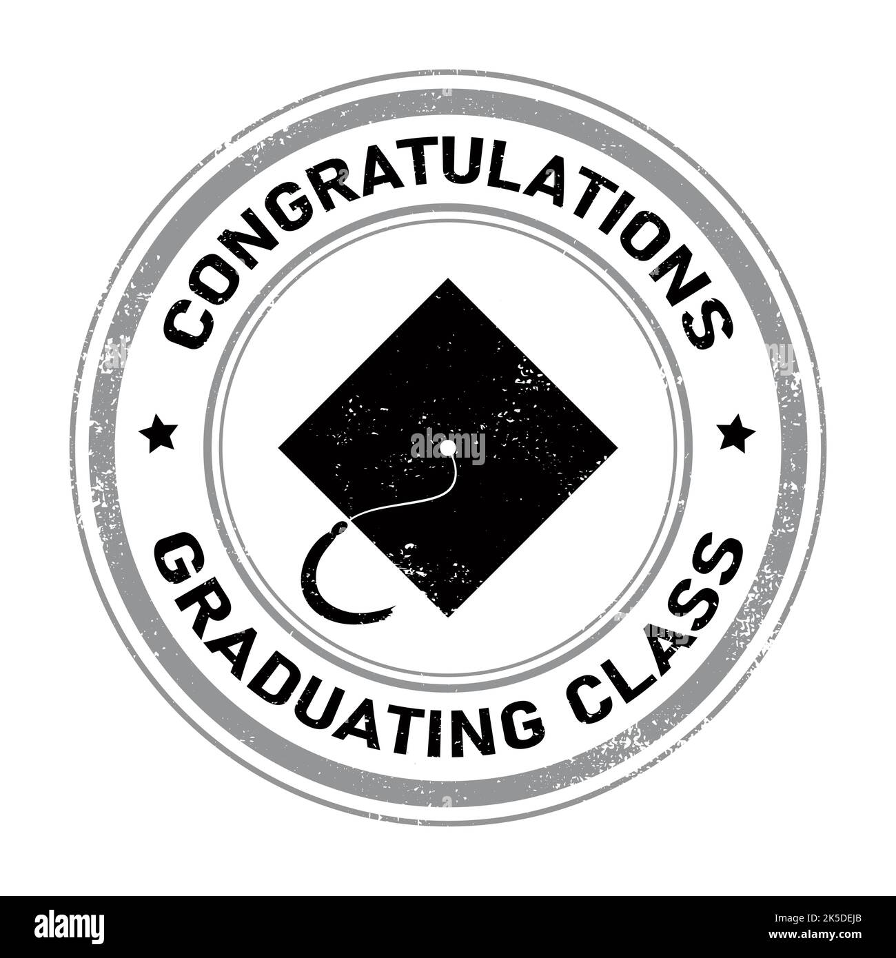 A grunge graduation circle stamp with mortar board in the center Stock ...