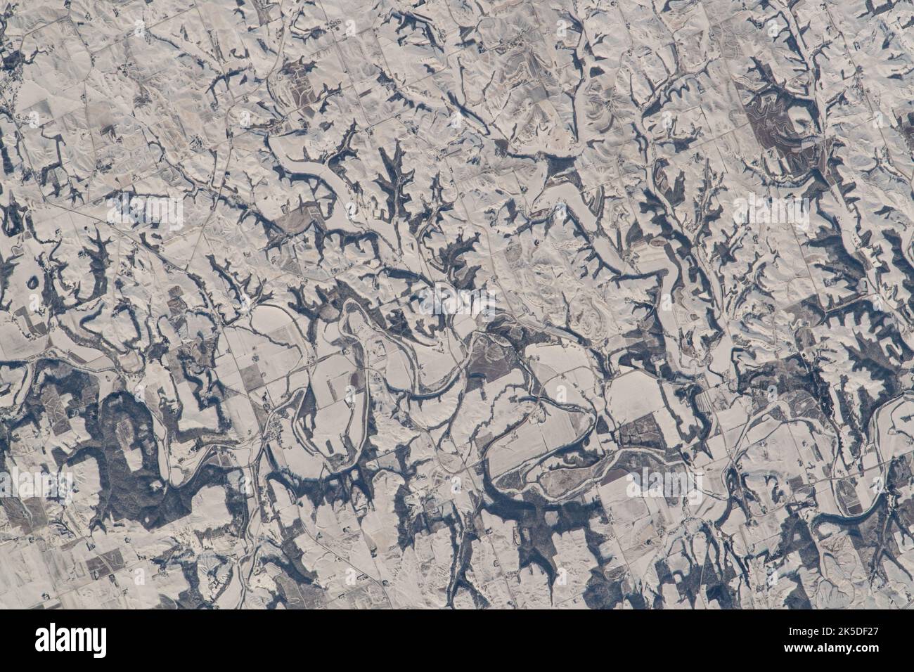 The snow and ice-covered state of Minnesota on its southeast border with Wisconsin is pictured ...