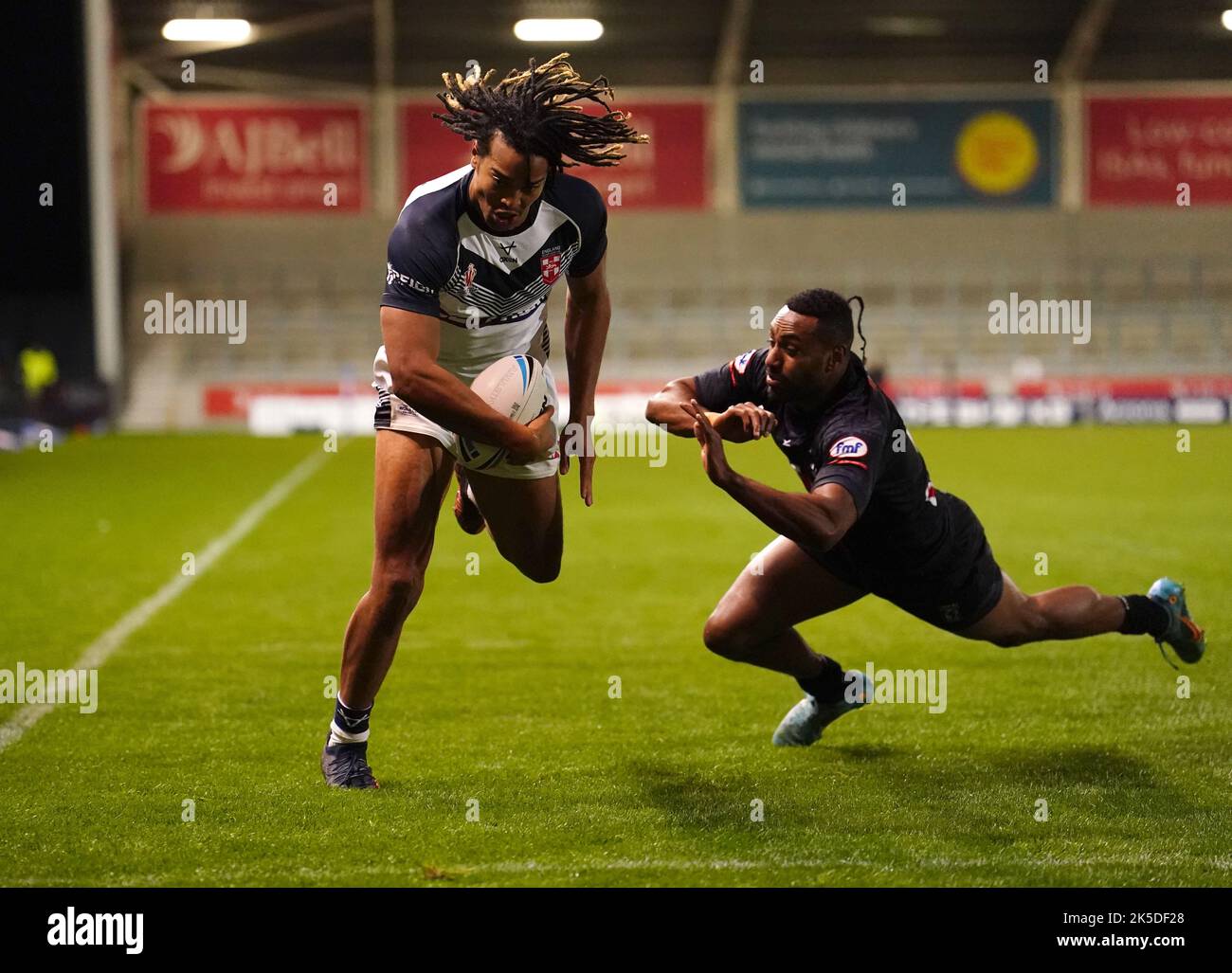 England's Dom Young scores their side's first try during the ...