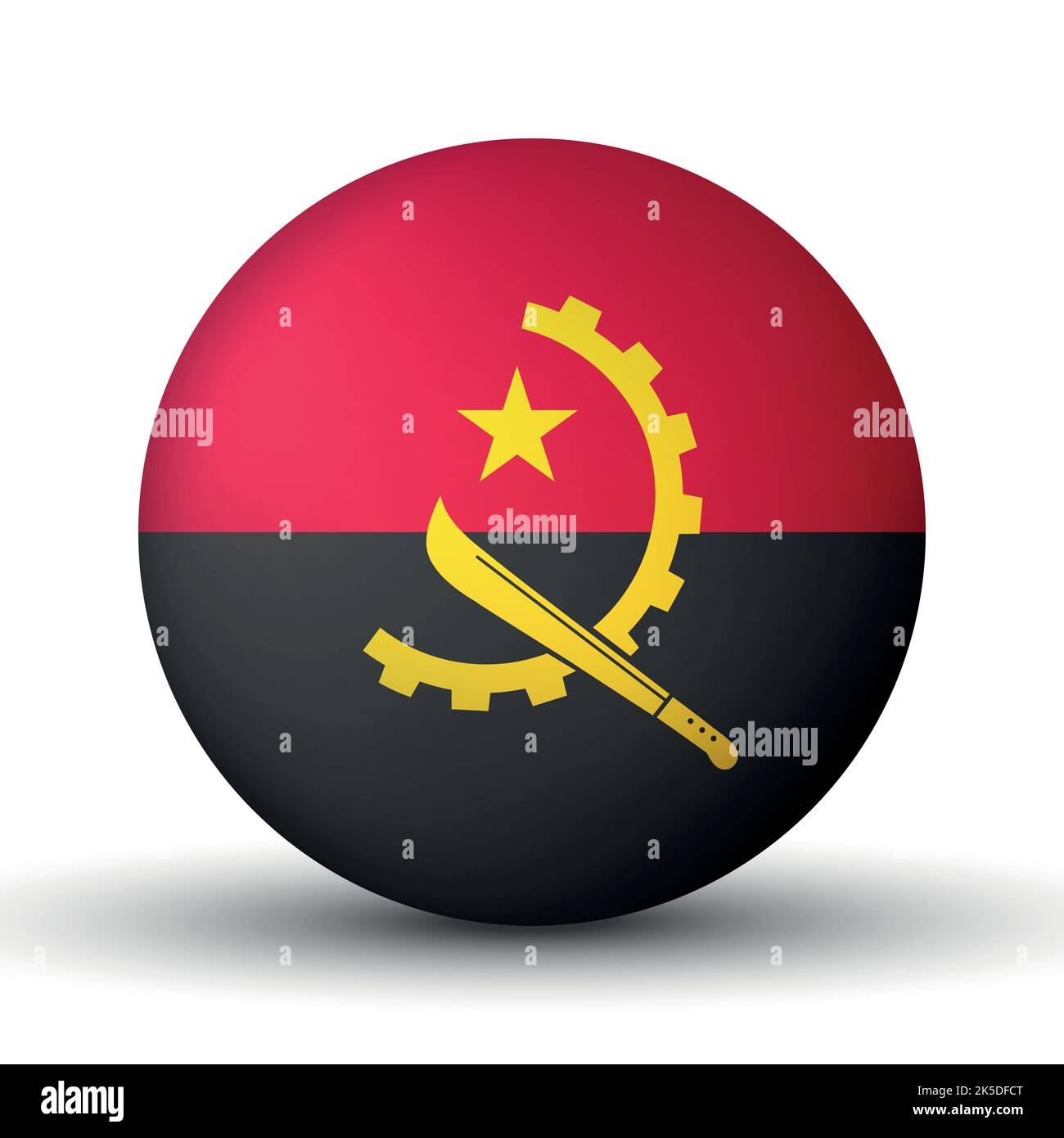 Round icon with flag of Angola. Glass light ball, sticker, sphere ...
