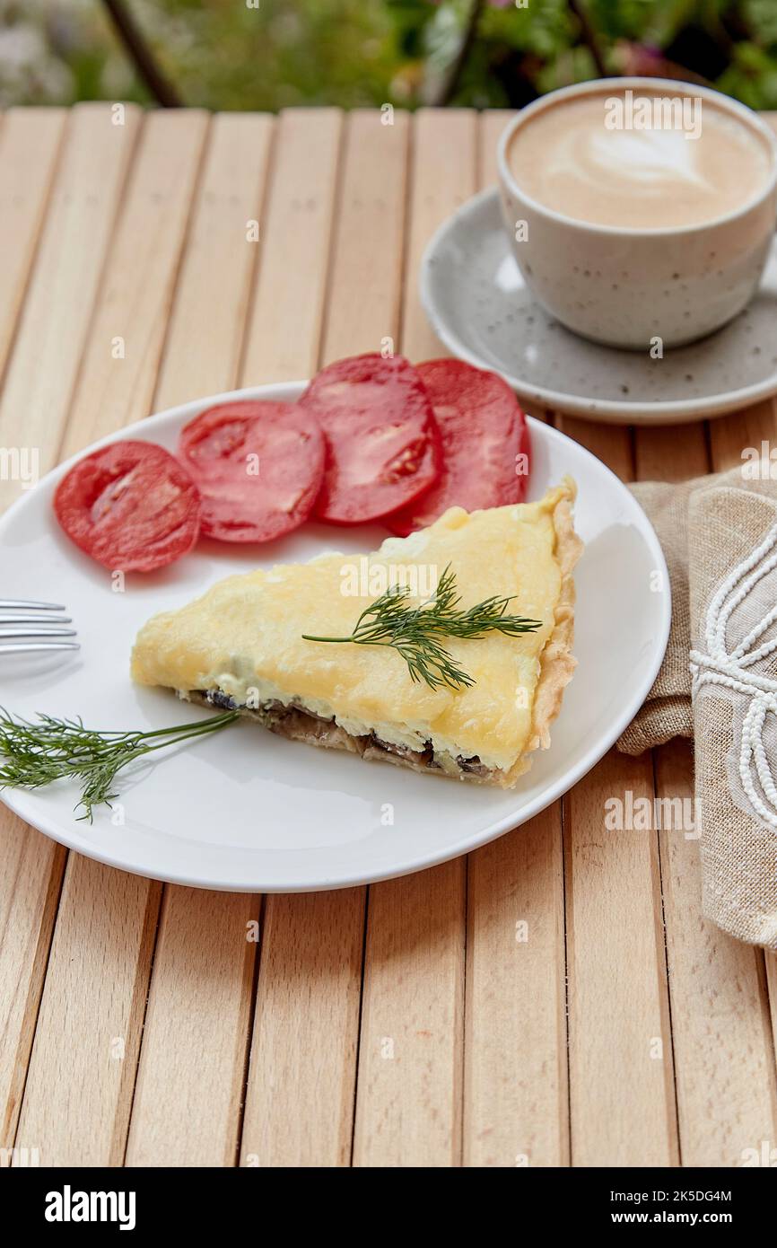 Rustic natural vegetarian pie with mushrooms and adyghe cheese ...