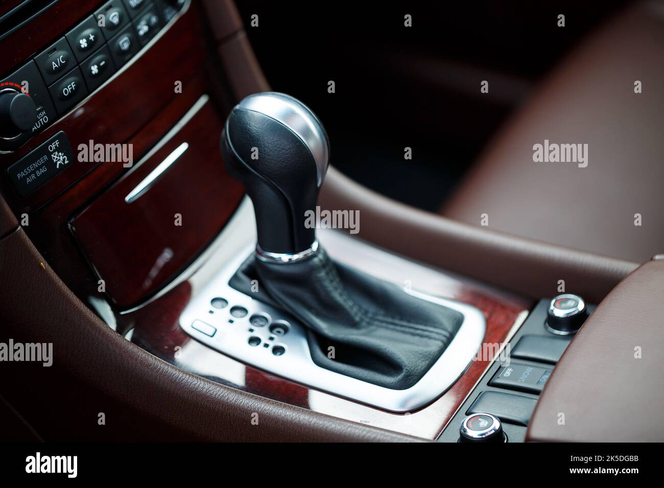 Modern SUV interior with leather panel, multimedia and dashboard Stock ...