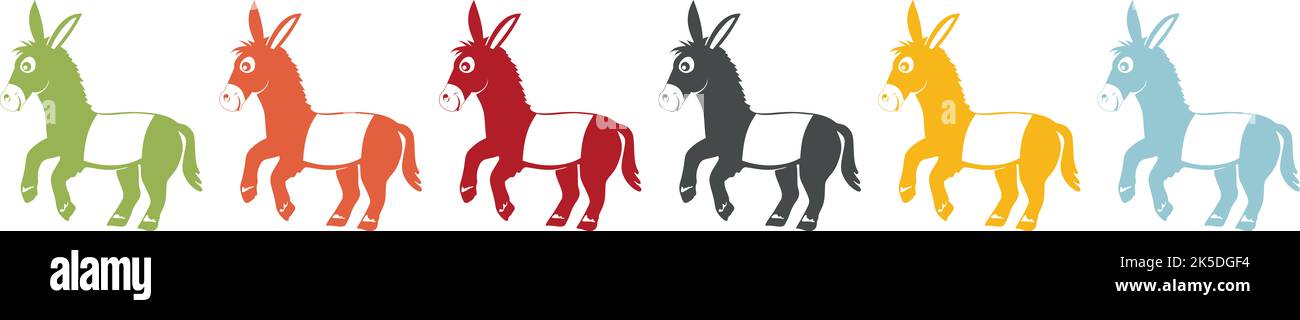 Coloured icon of isolated donkeys Stock Photo - Alamy