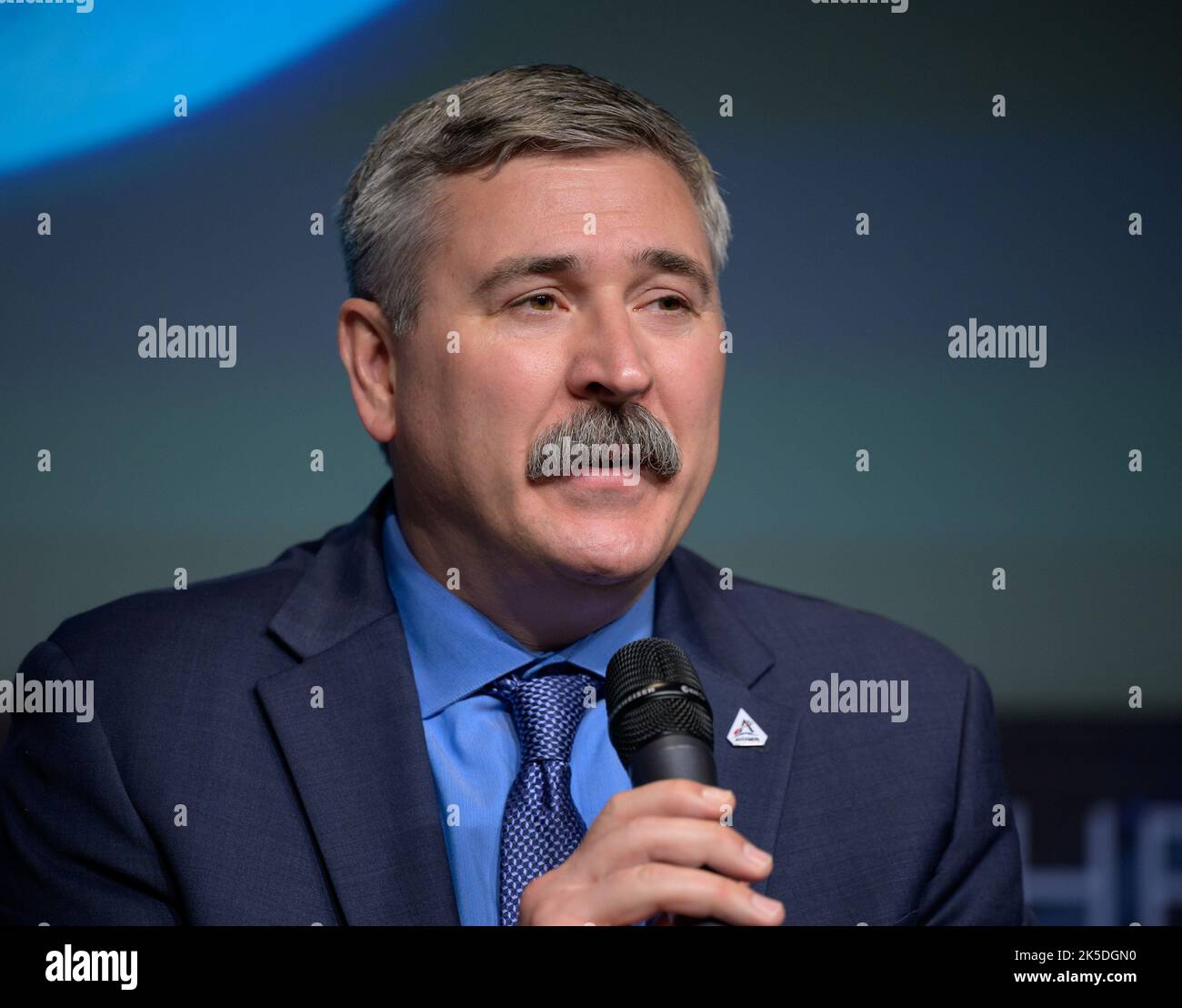 Mike Sarafin, Artemis I mission manager at NASA Headquarters speaks during a NASA briefing on ...