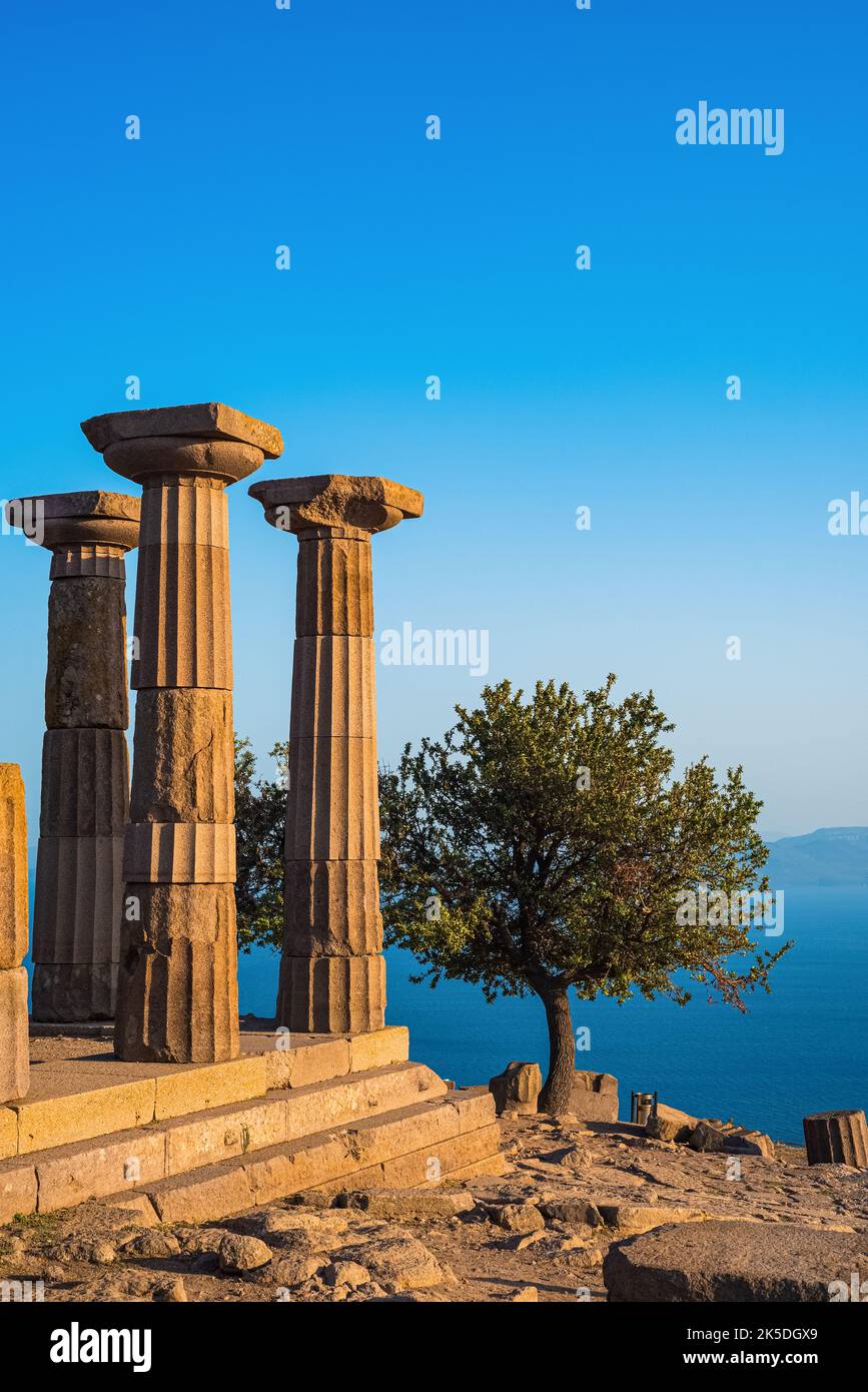 The Temple of Athena ruin in Assos Ancient City. The temple in Assos ...