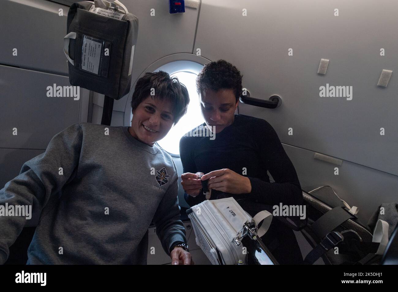 Astronauts (from left) Samantha Cristoforetti of ESA (European Space Agency) and Jessica Watkins ...