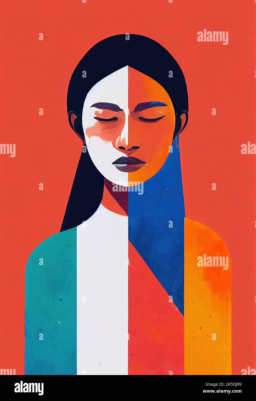 A colorful illustration of an Indigenous woman's portrait Stock Photo ...