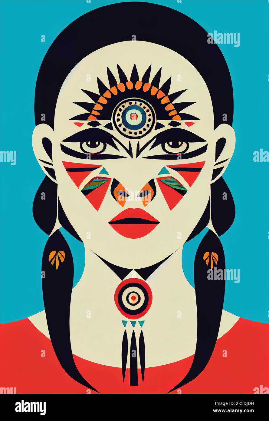 A colorful illustration of an Indigenous woman's portrait Stock Photo ...