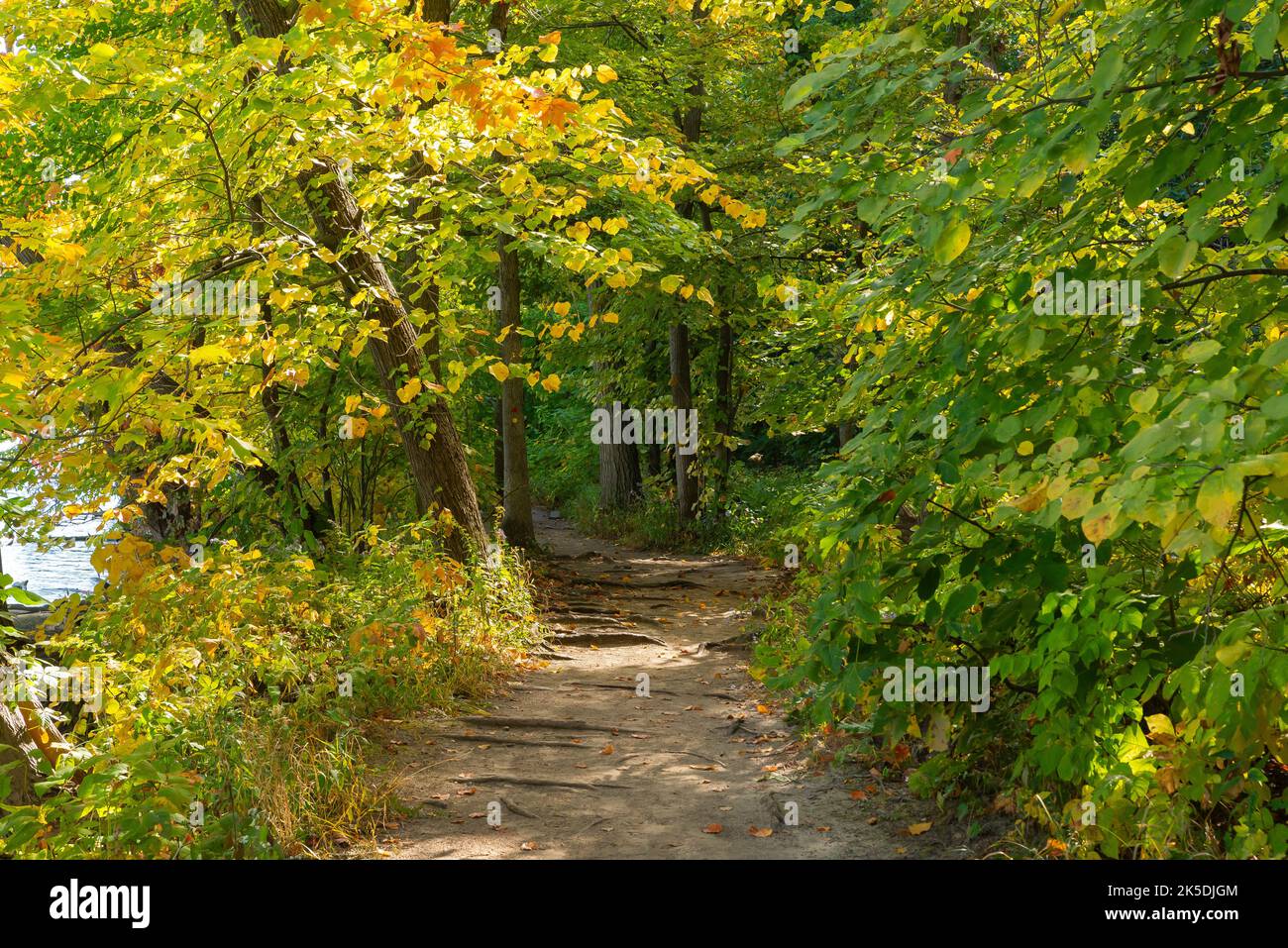 Hiking trail through Fall landscape at Starved Rock State Park ...