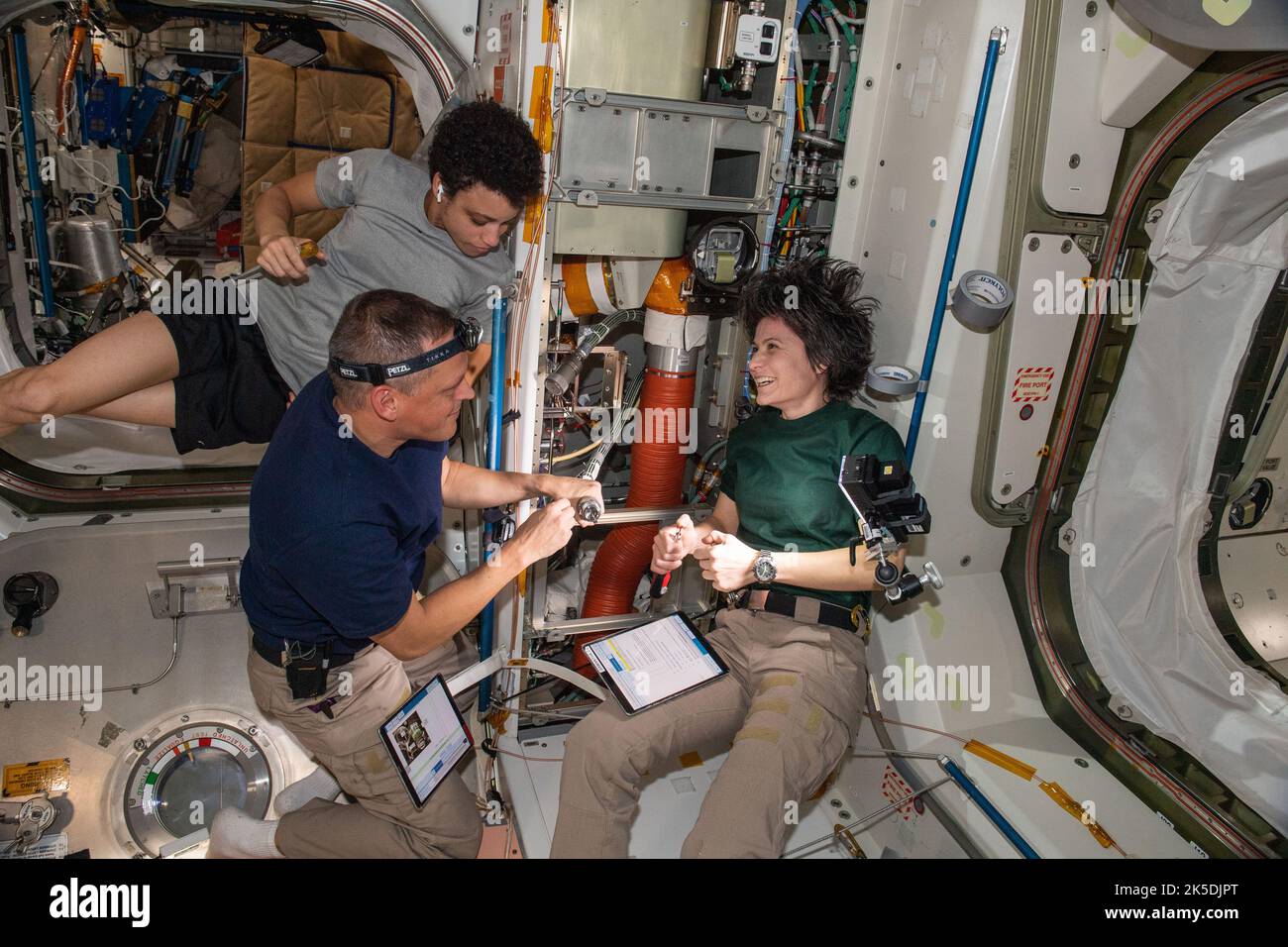 (Clockwise from right) Expedition 67 Flight Engineers Samantha ...