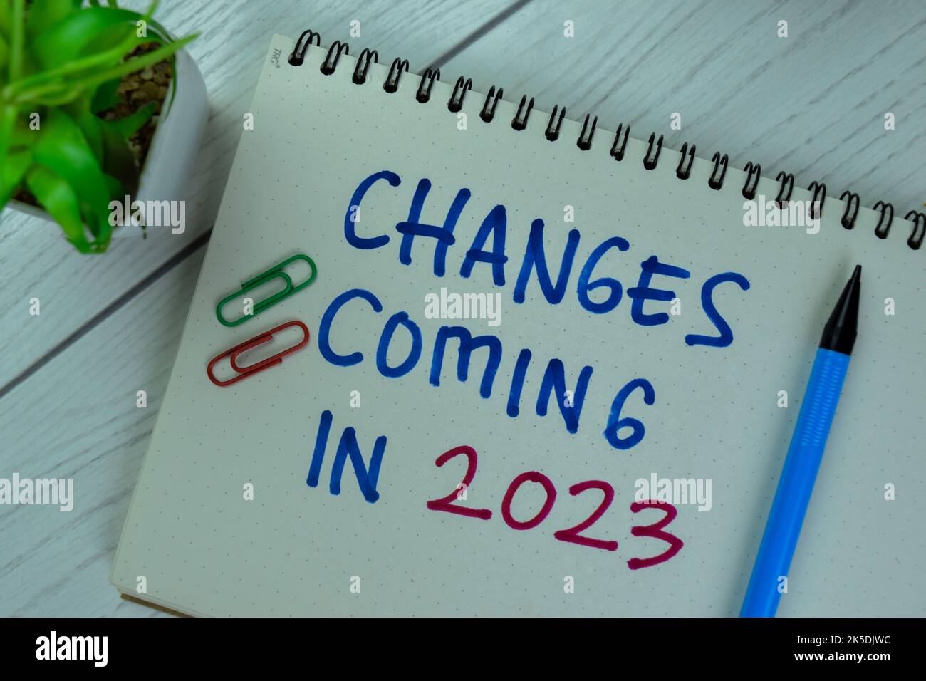 Concept of Changes Coming in 2023 write on a book isolated on Wooden ...