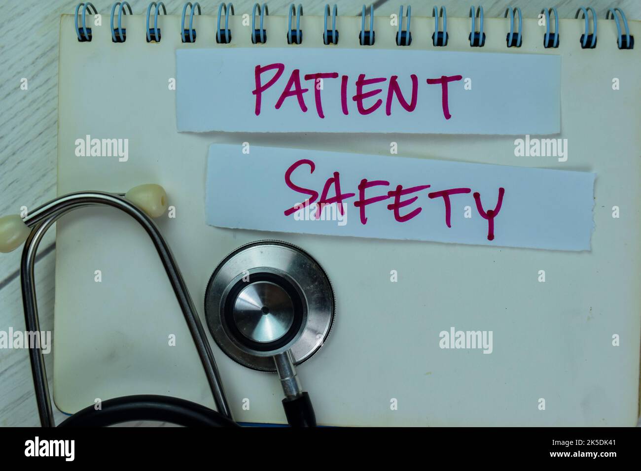 Concept of Patient Safety write on sticky notes isolated on Wooden ...