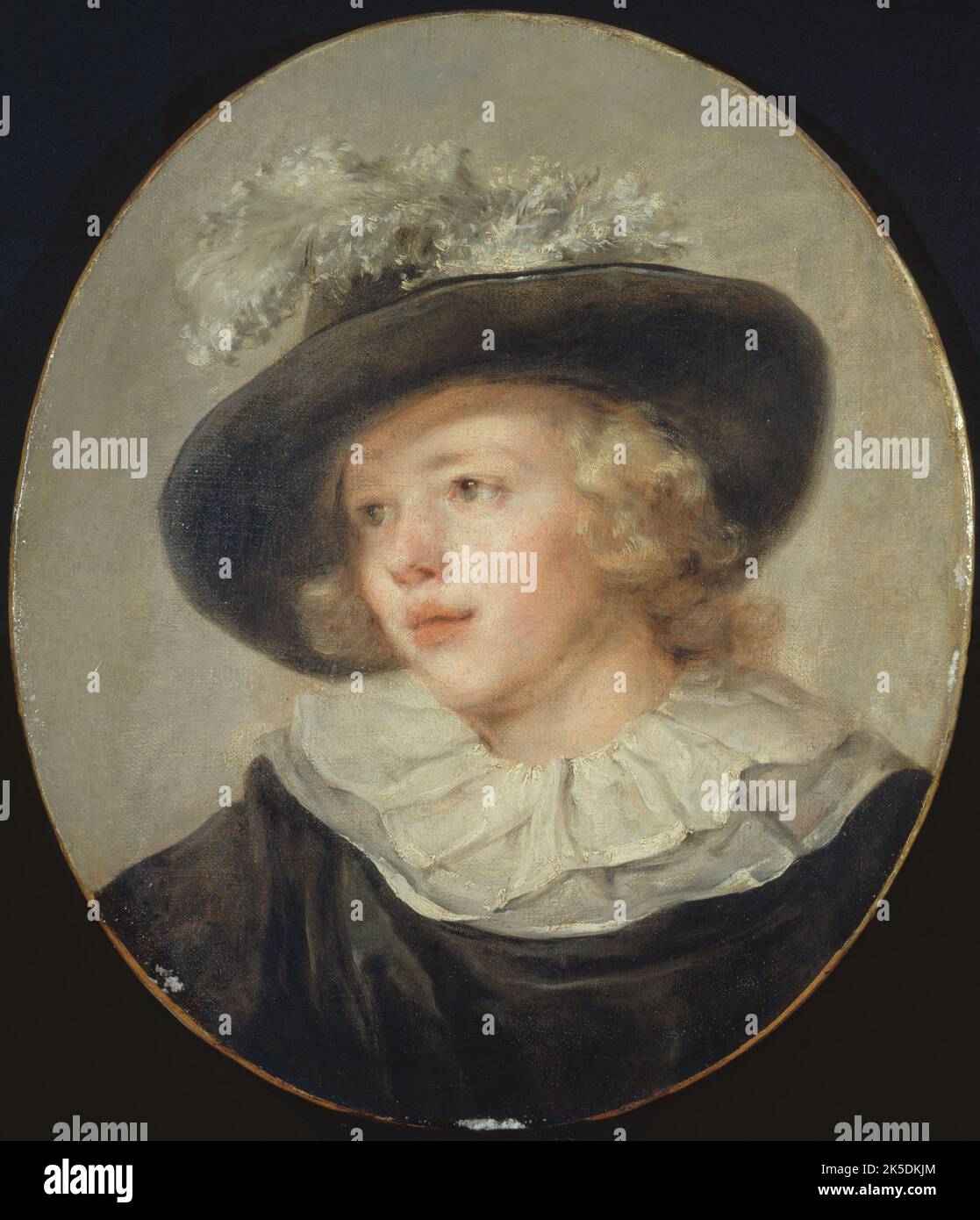 Portrait de jeune garçon avec un chapeau à plumes, c.1785 Stock Photo ...