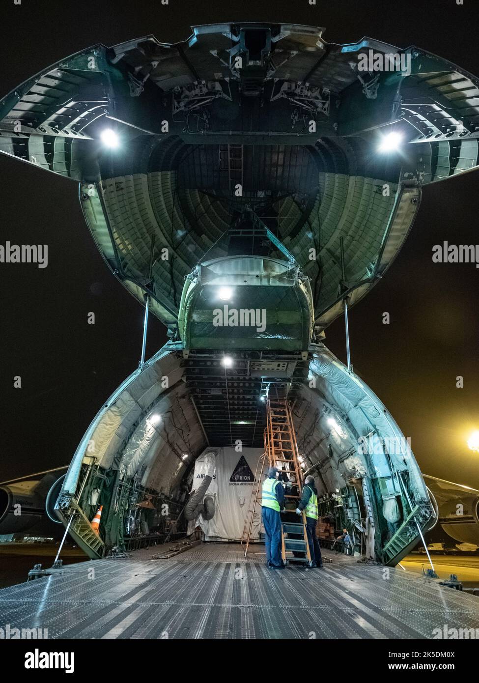 Orion's European Service Module is loaded on the Antonov airplane in ...