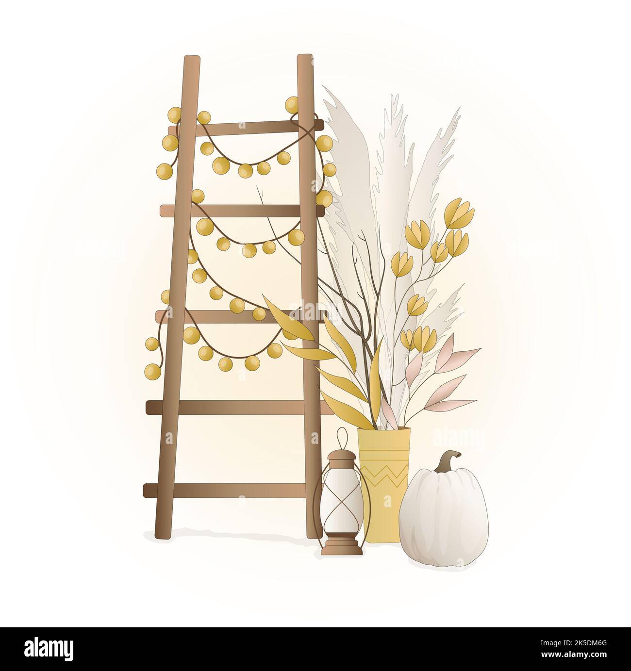 The hanging ladder Sketch for greeting card, festive poster or party ...