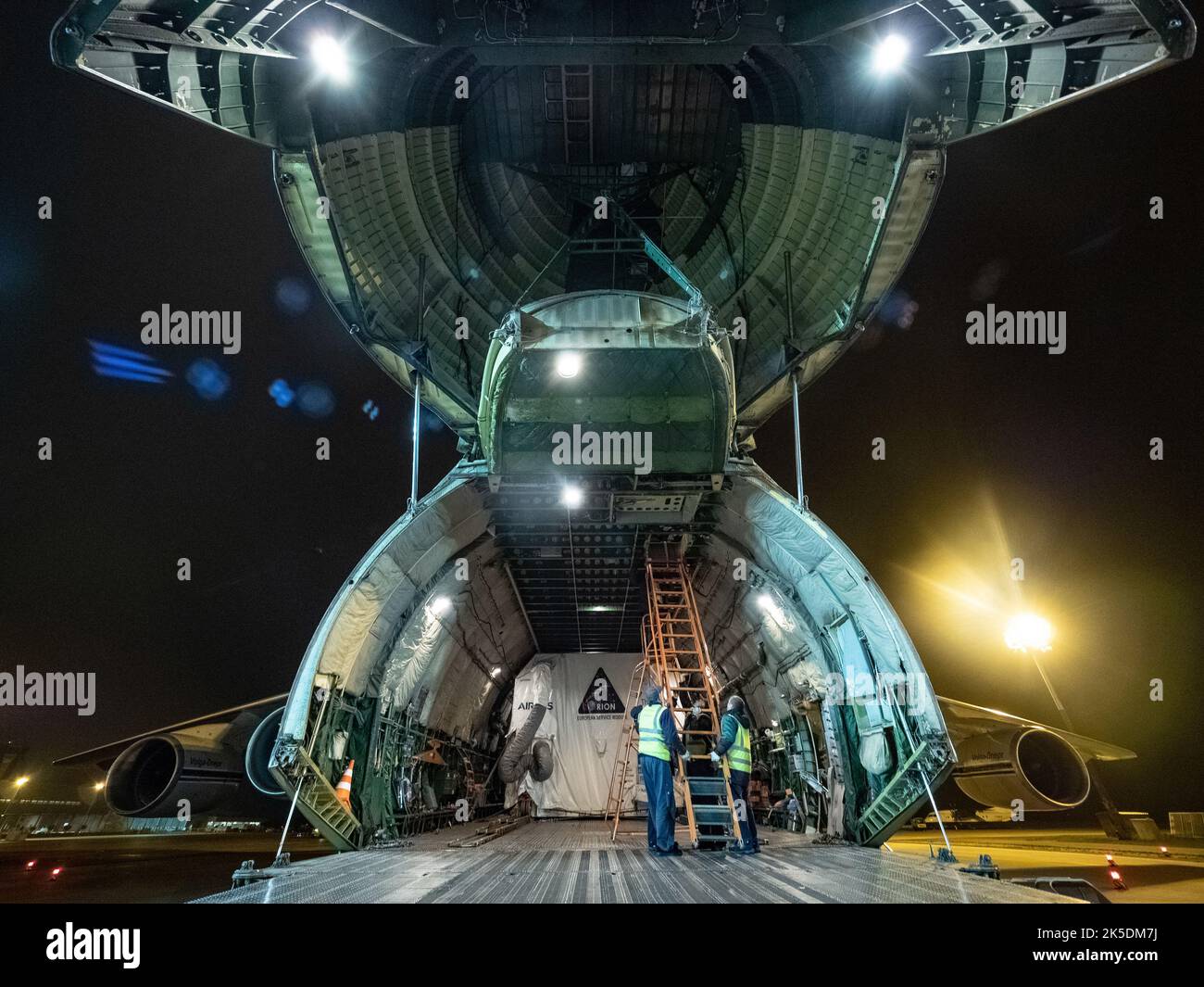 Orion's European Service Module is loaded on the Antonov airplane in ...