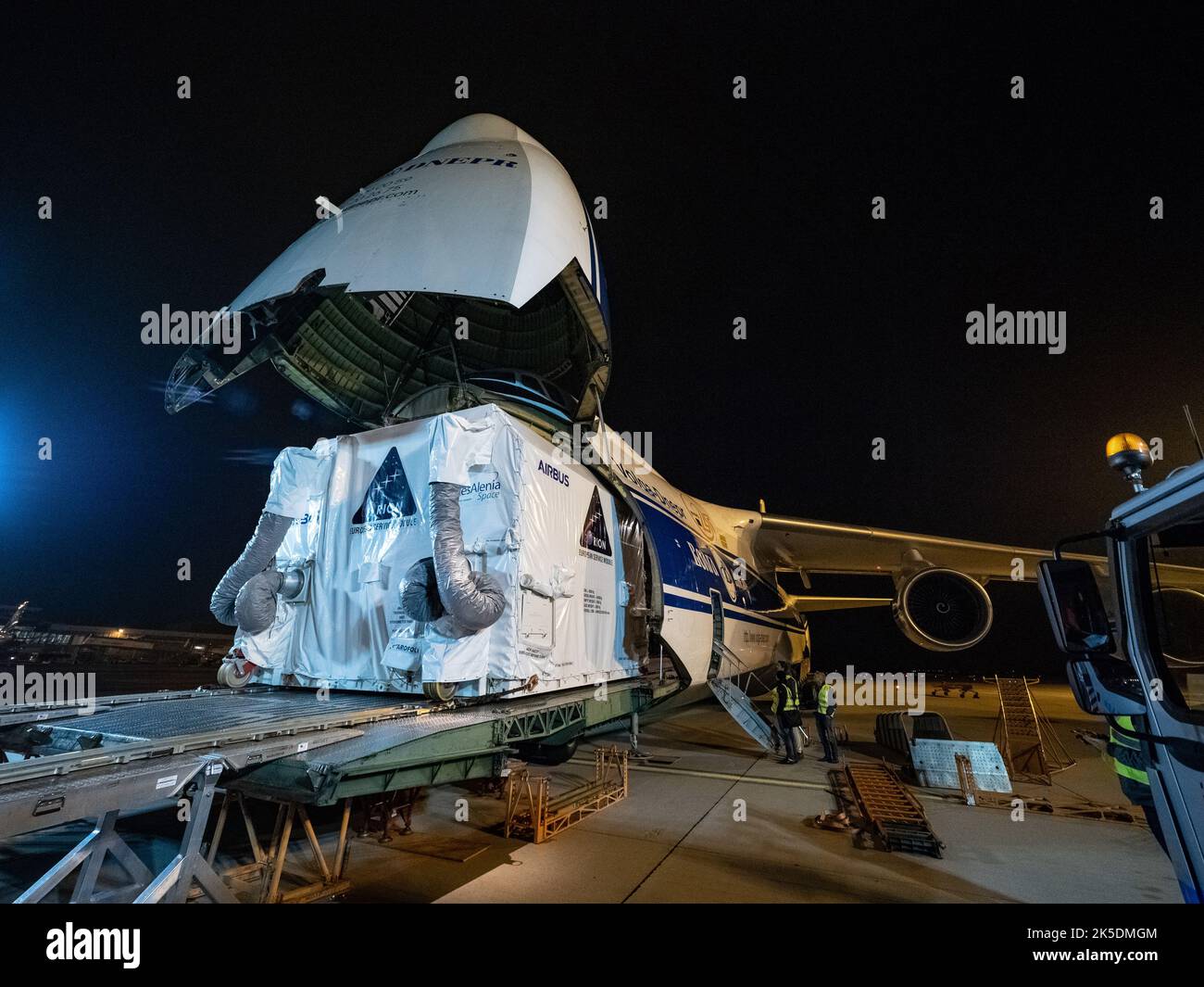 Orion's European Service Module is loaded on the Antonov airplane in ...