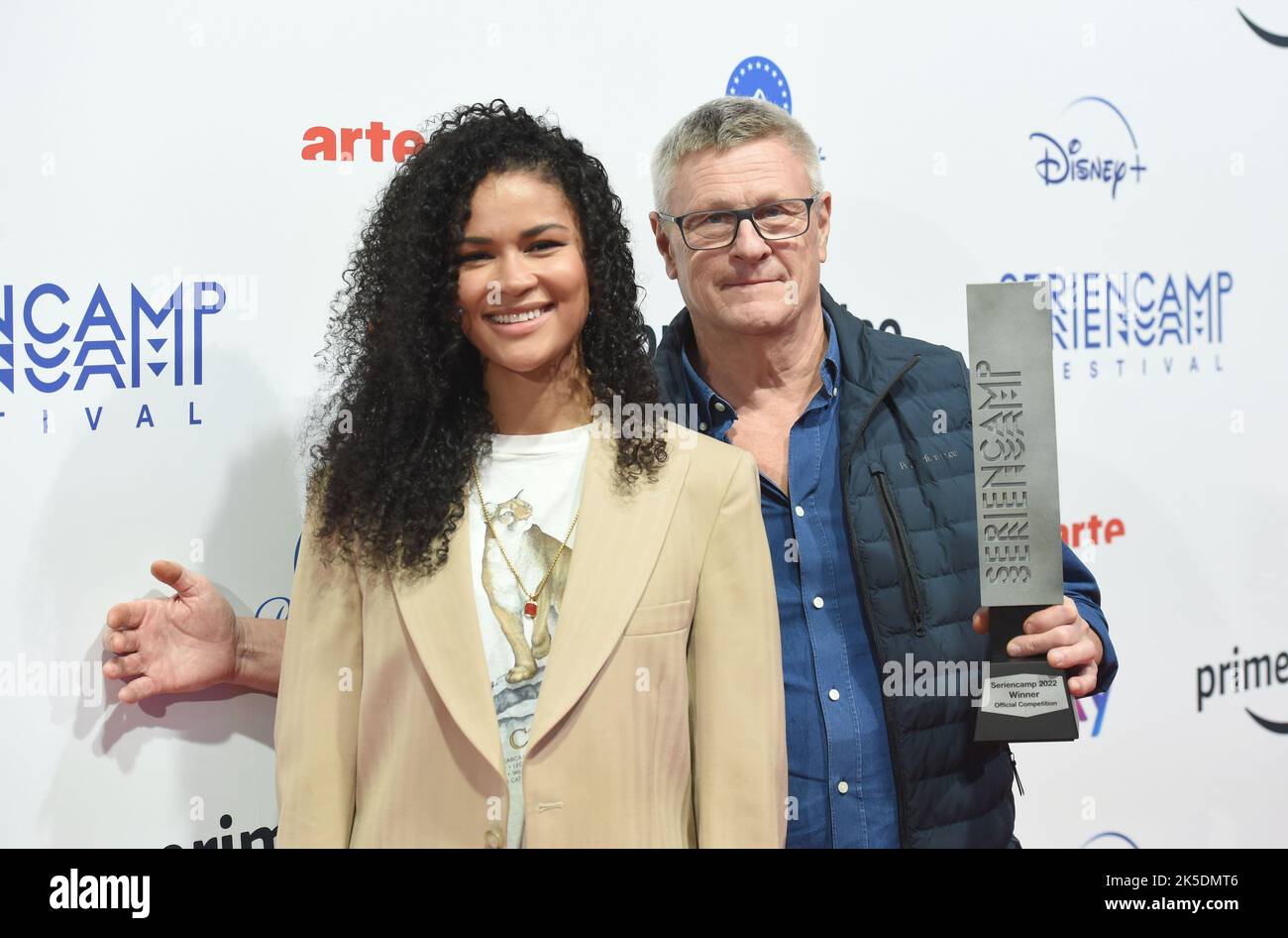 Munich, Germany. 07th Oct, 2022. Director Lasse Hallberg (r) and ...