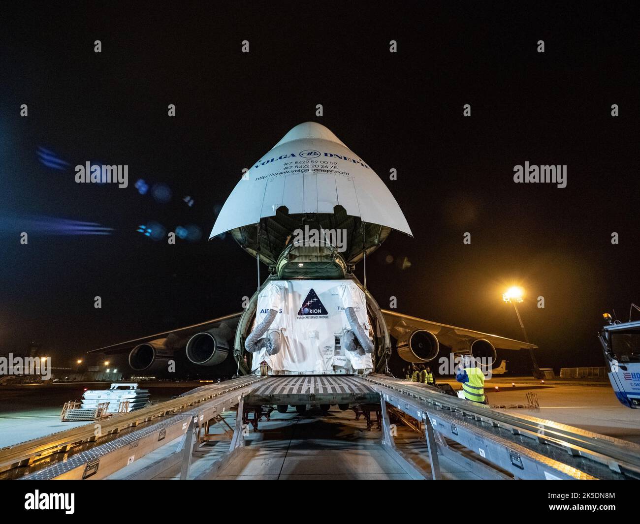 Orion's European Service Module is loaded on the Antonov airplane in ...