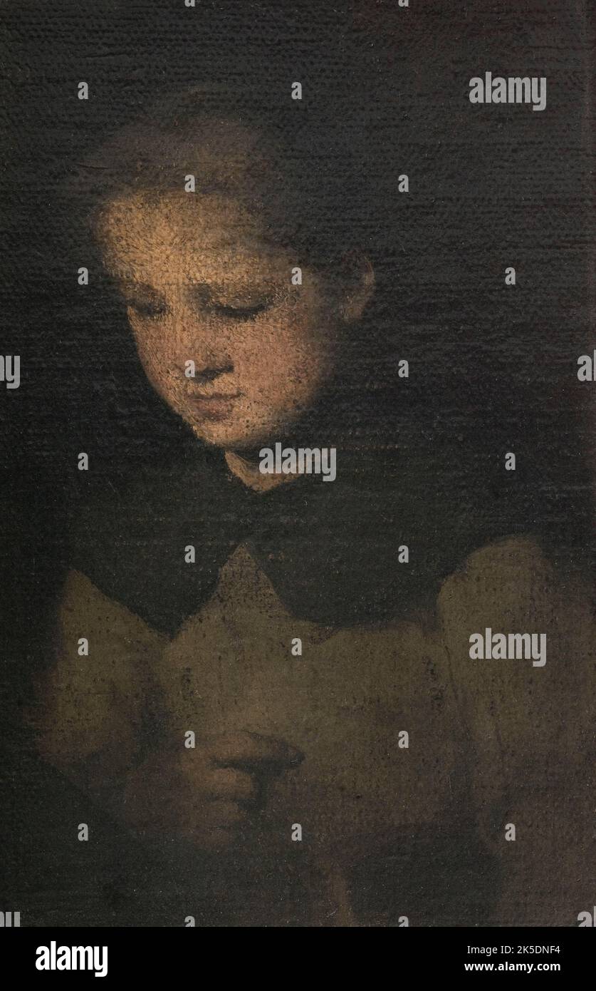 La fillette en gris, mid-late 19th century. Young woman in grey Stock ...