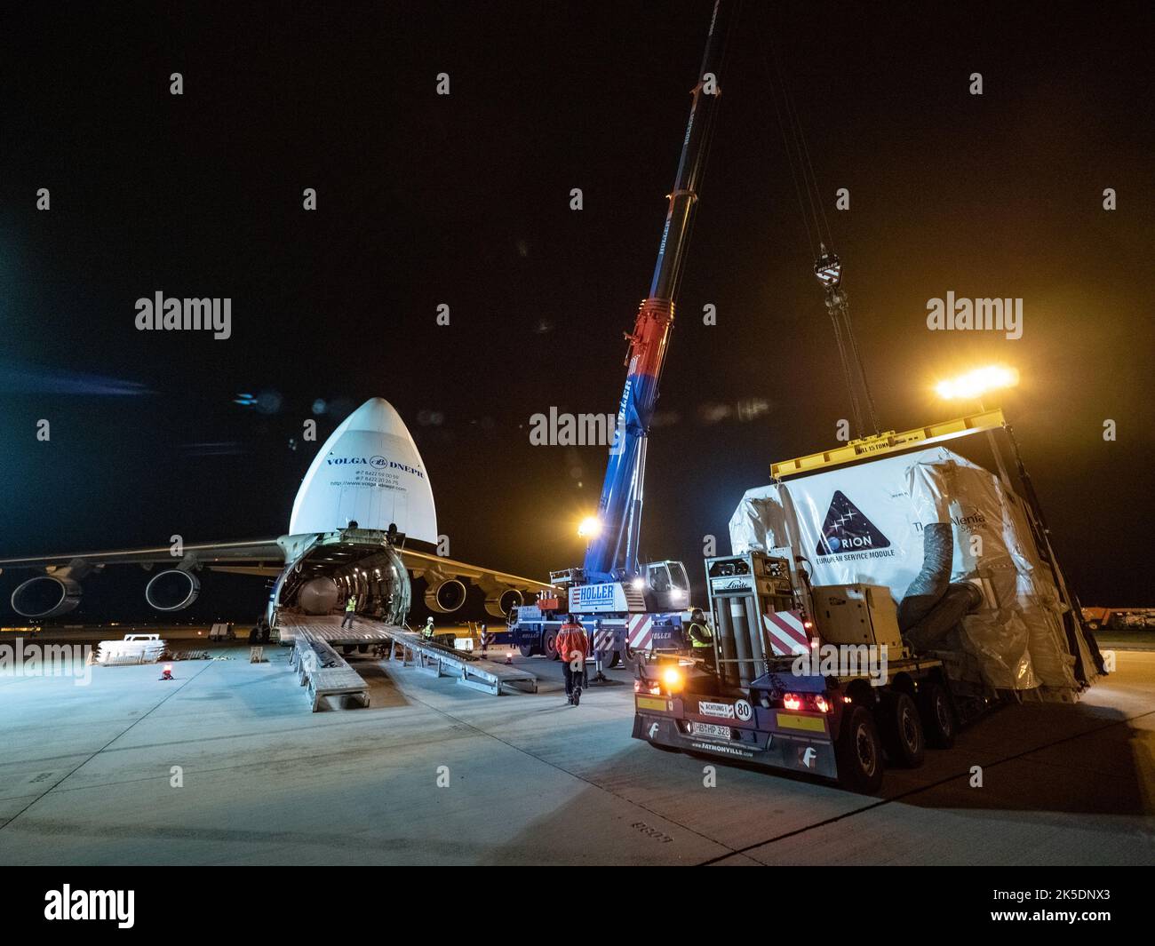 Orion's European Service Module is loaded on the Antonov airplane in ...