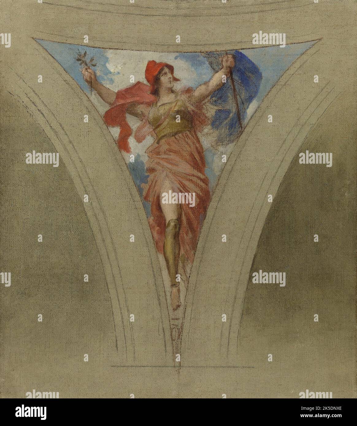 Sketch for the dome above the escalier des fêtes in the Hôtel de Ville ...