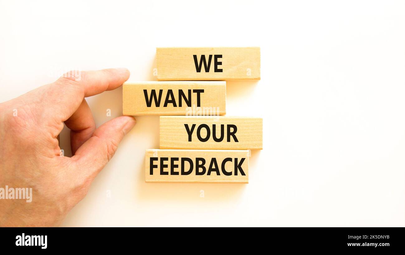 Support and we want your feedback symbol. Concept words We want your ...