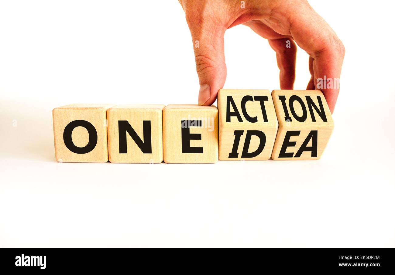 One idea and action symbol. Concept words One idea and One action on ...