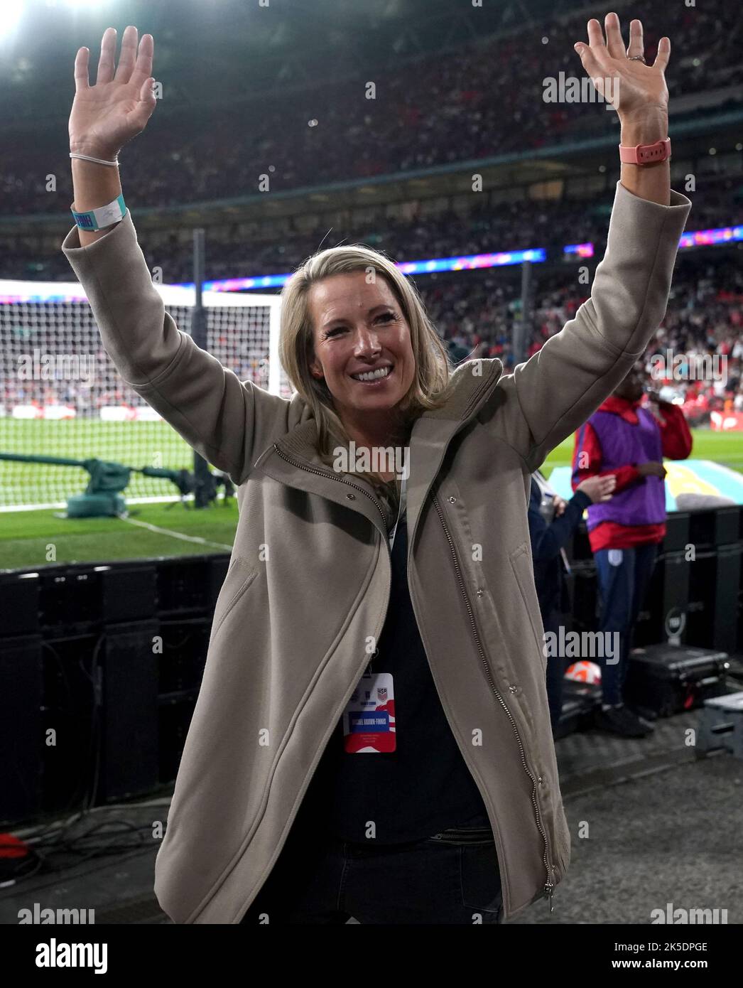 Former England player Rachel Brown-Finnis at half-time during the ...