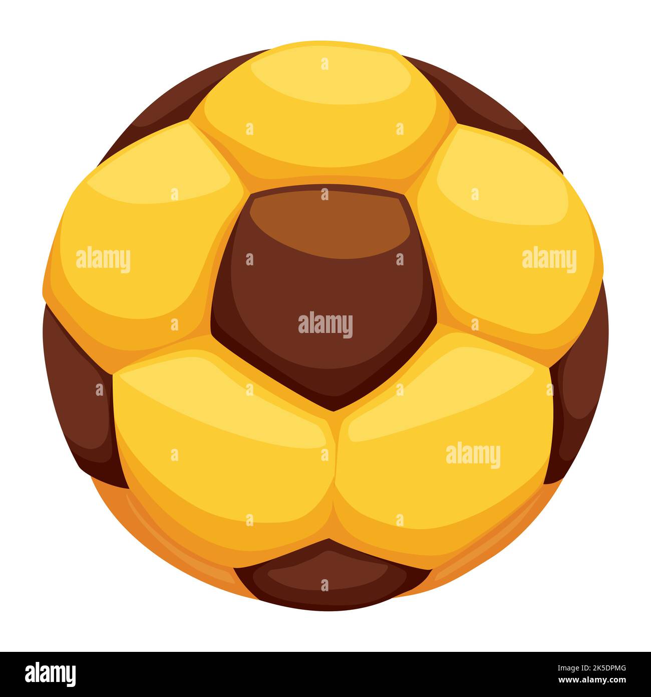 Golden and shiny soccer ball in cartoon style, isolated over white ...