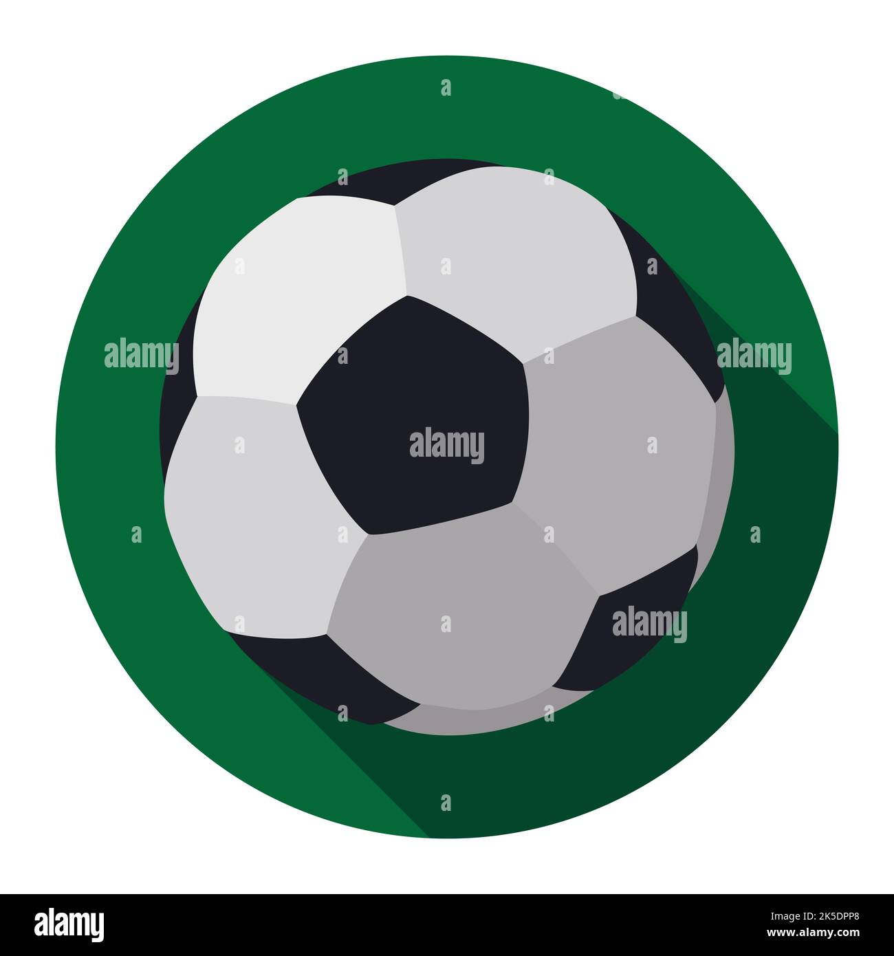 Traditional black and white soccer ball over green round button. Design ...