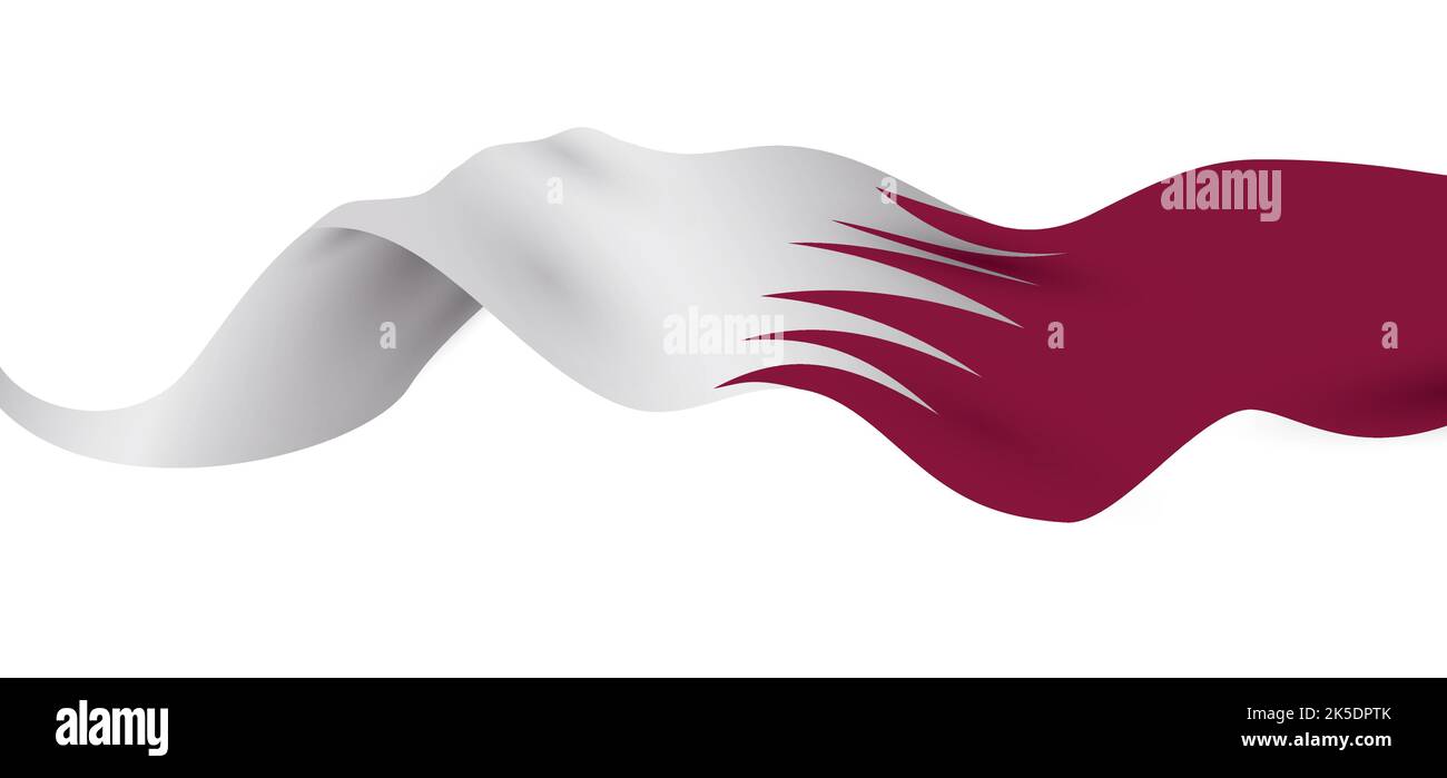 Isolated Qatar flag floating in the air with waving effect in gradient ...
