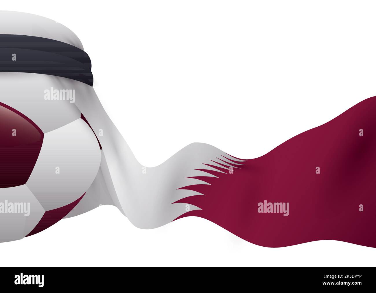Sliced view of a soccer ball with maroon pentagons, wearing a keffiyeh ...