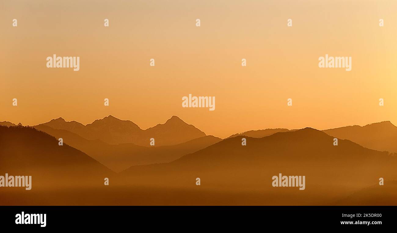 Sunset in the alps, mostviertel Stock Photo - Alamy