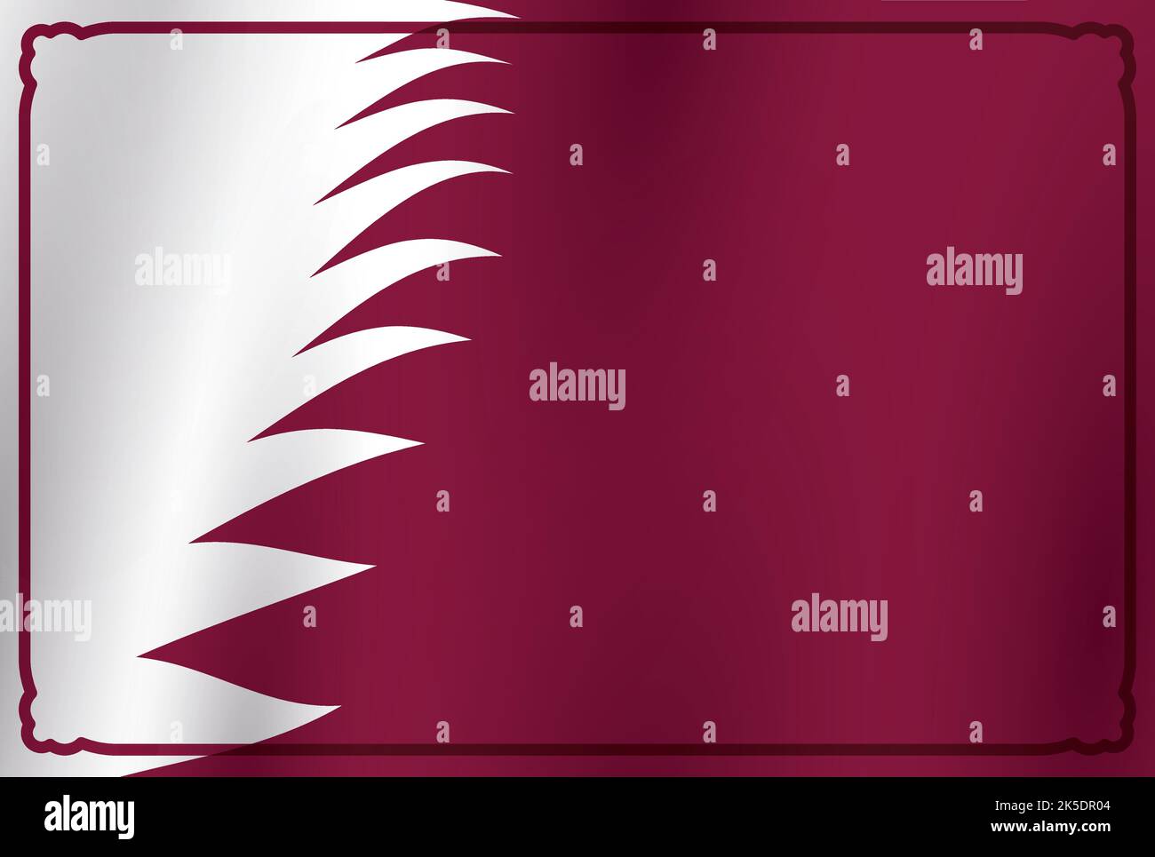 Postcard with waving Qatar flag and maroon Arabian frame. Design in ...