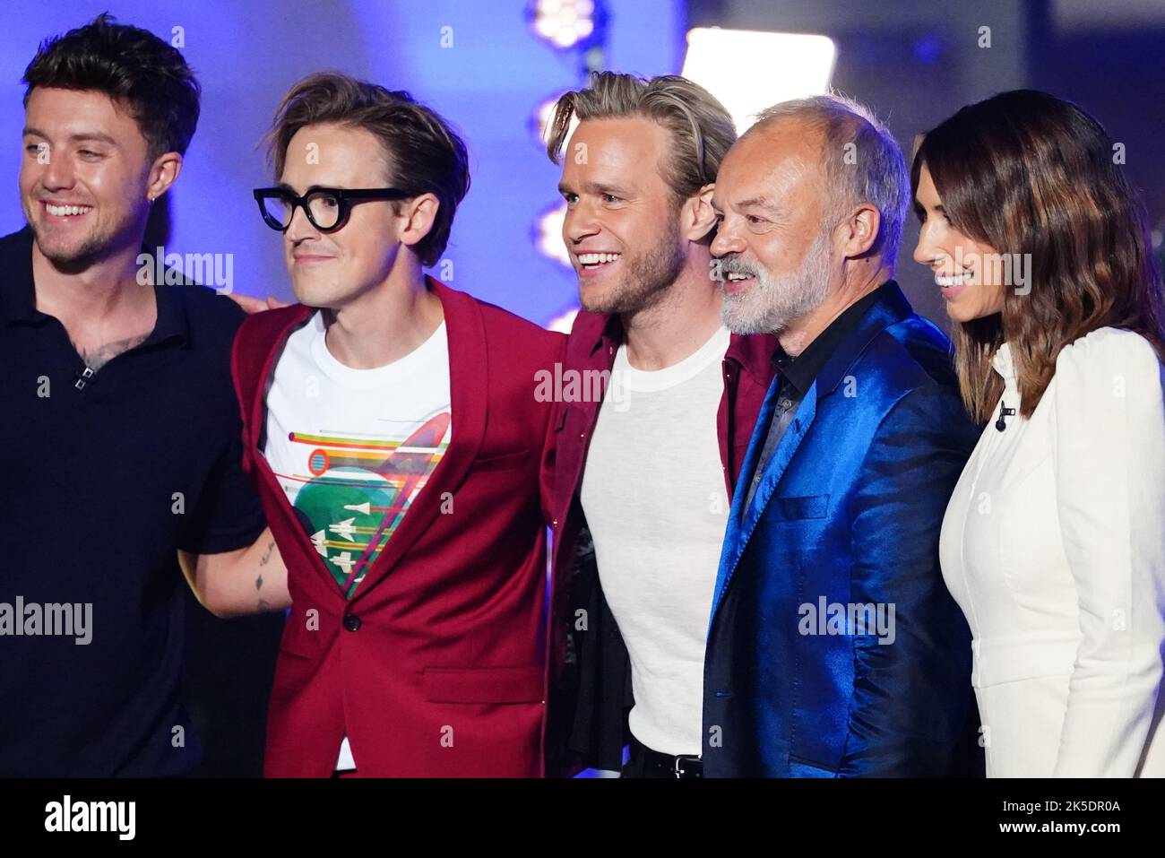 Presenter Graham Norton (second right) with Olly Murs (centre) One Show ...