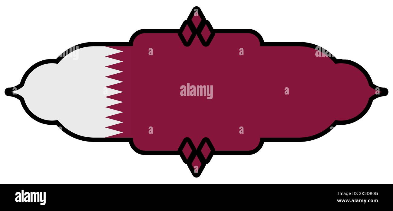 Sign with Qatar flag design and Arabian style, decorated with rhombus ...