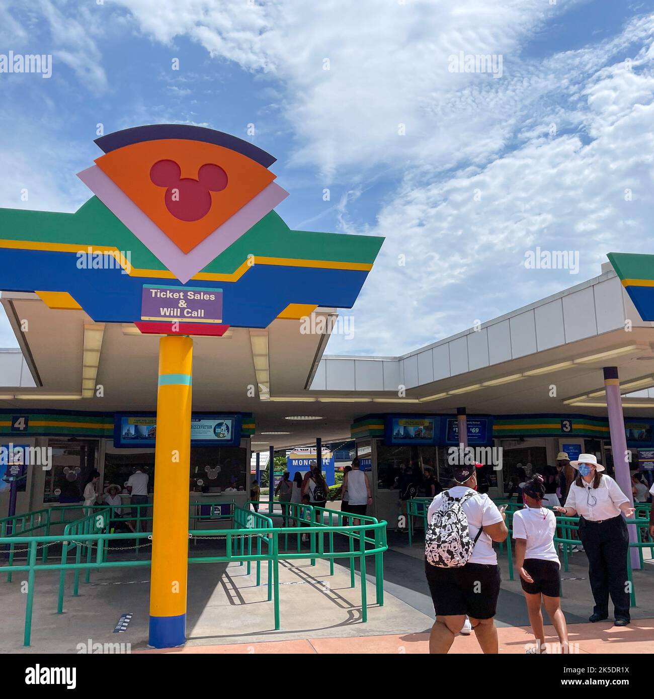 Orlando, FL USA -July 5, 2021: The entrance to Ticket sales and will ...