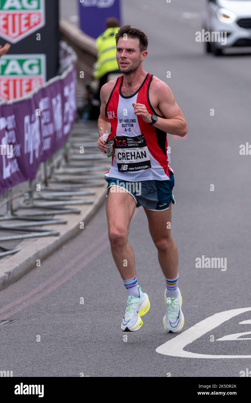 Matthew Crehan racing in the TCS London Marathon 2022 Elite Men's race ...