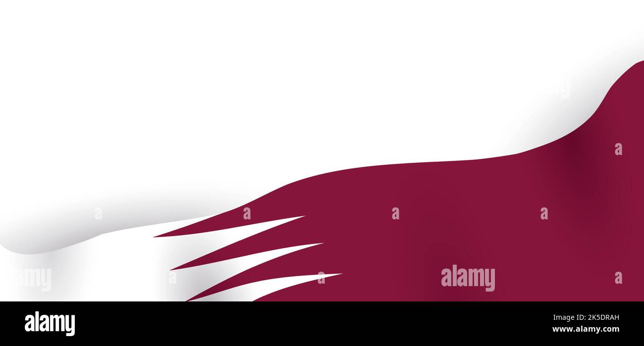 Isolated waving Qatar flag in the bottom. Design in gradient effect ...