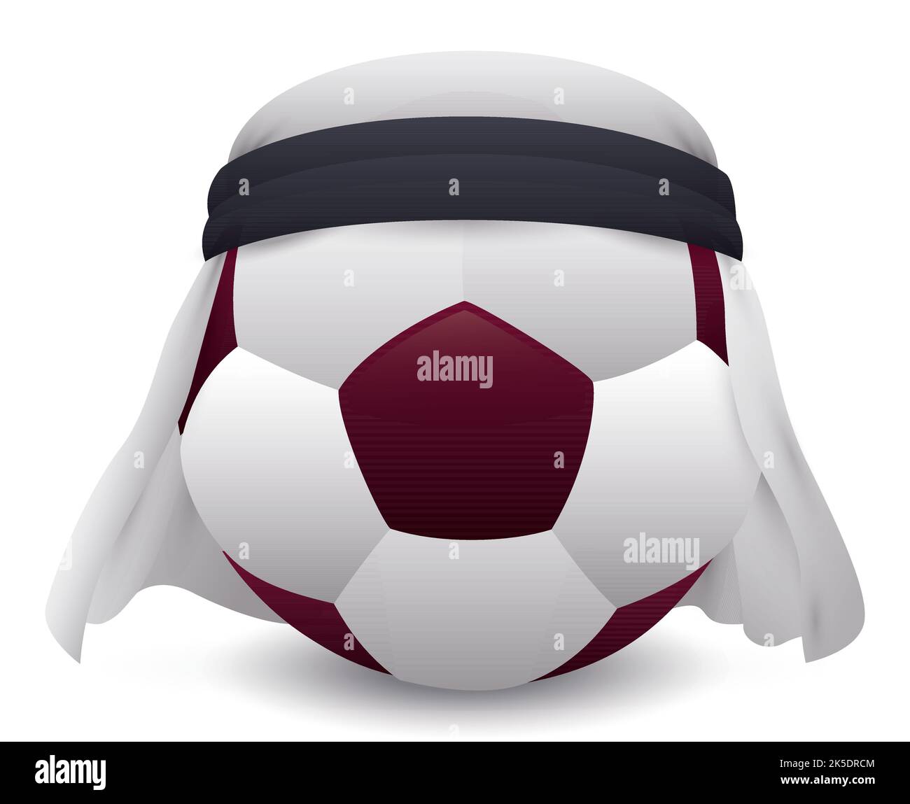 Soccer ball with maroon patches wearing a traditional white keffiyeh ...