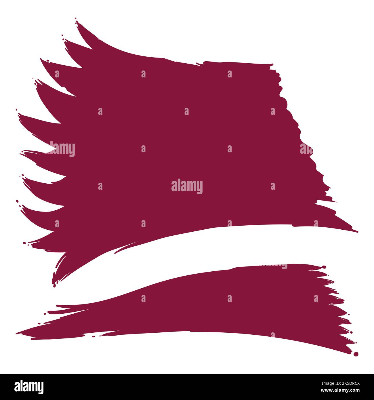 Pair of labels in brush strokes effect in maroon color with serrated ...