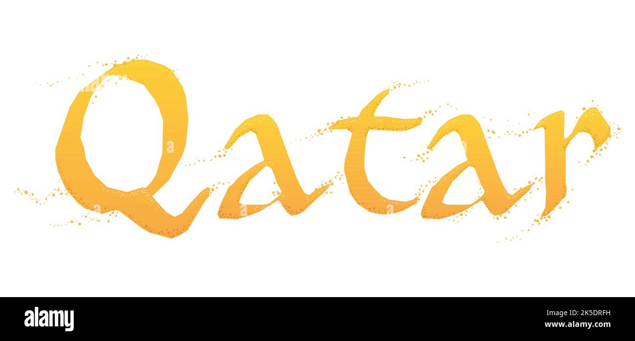 Qatar text with sandy and dusty effect. Design isolated over white ...