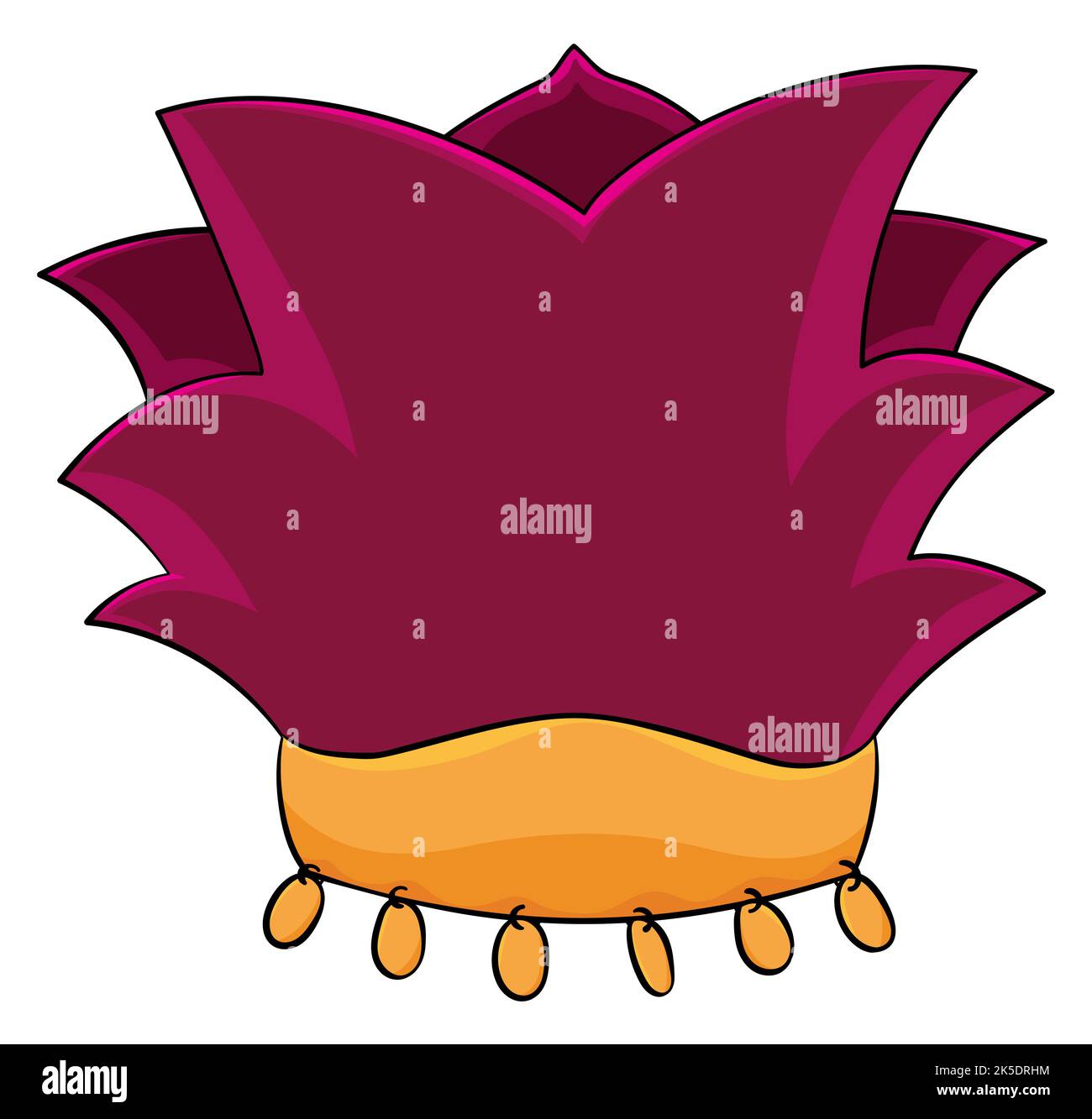 Maroon headdress with golden band and sequins in cartoon style ...