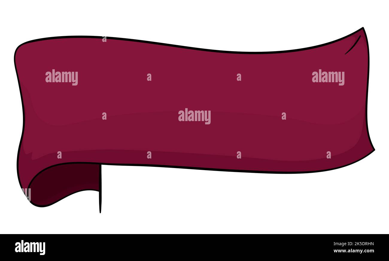 Template ribbon with curled effect and maroon color in cartoon style ...