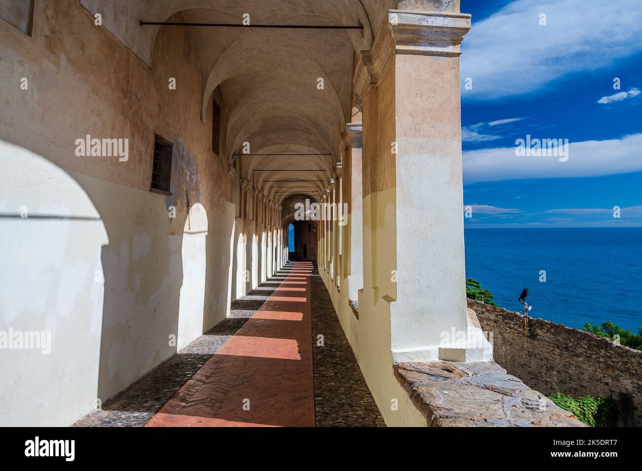 The arcades of Saint Chiara Loggia in the old town of Porto Maurizio ...