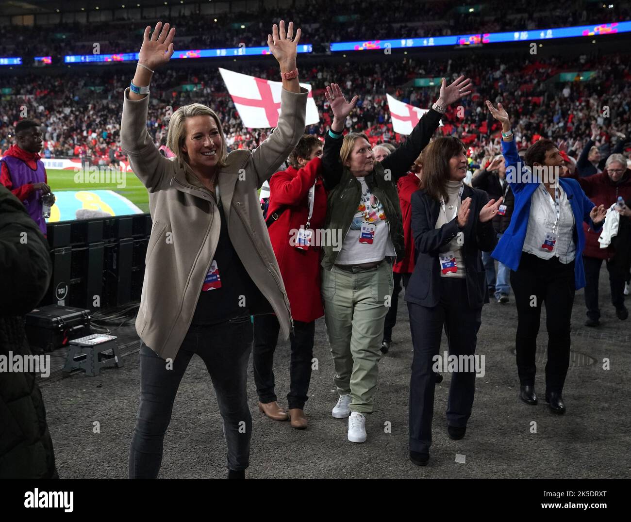 Former England player Rachel Brown-Finnis at half-time during the ...