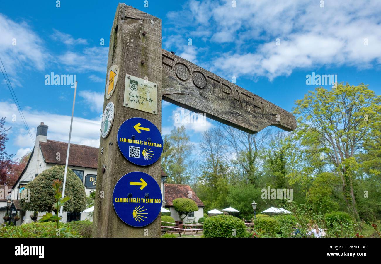New signs for the Camino Ingles to Santiago walking route outside the ...