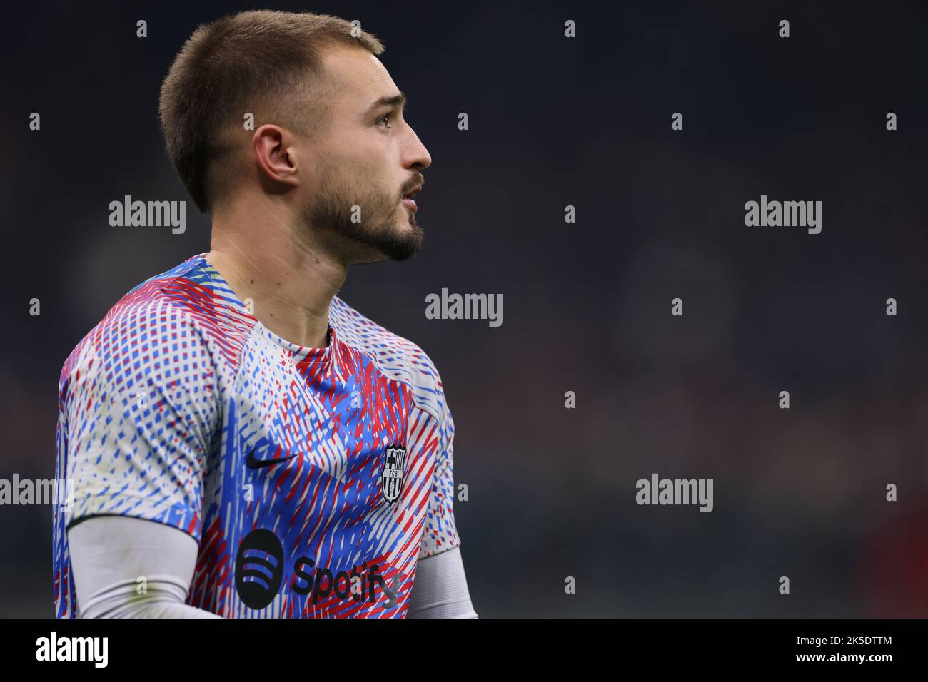 Milan, Italy, 4th October 2022. Arnau Tenas of FC Barcelona looks on ...